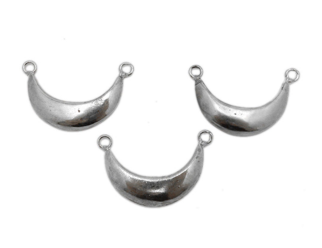 Crescent Connector - Crescent Silver Toned Brass Double Bail Pendant ...