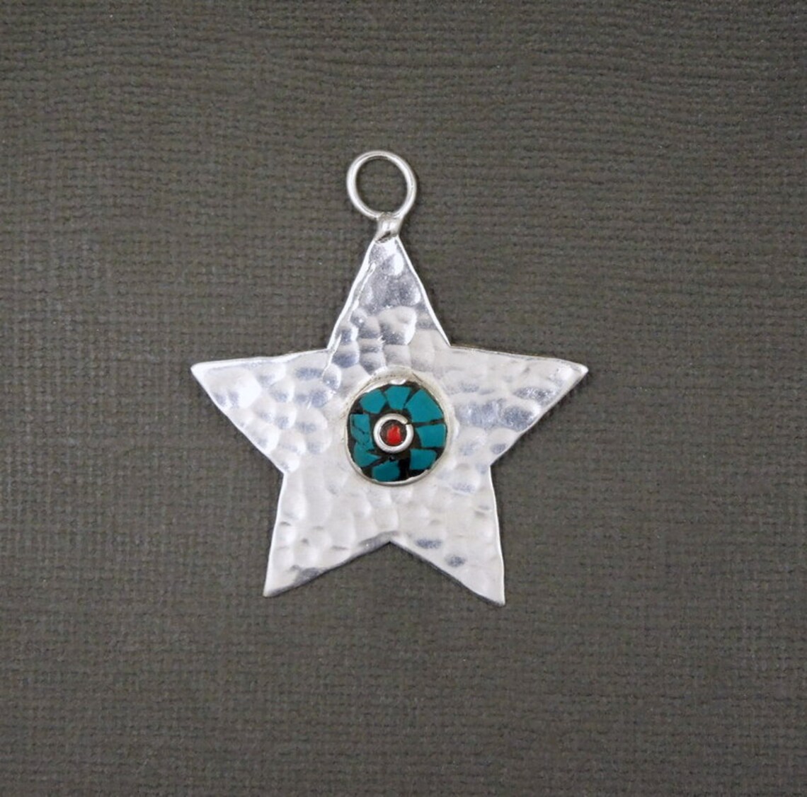 Star Pendant With Round Turquoise Colored Mosaic Center | Etsy