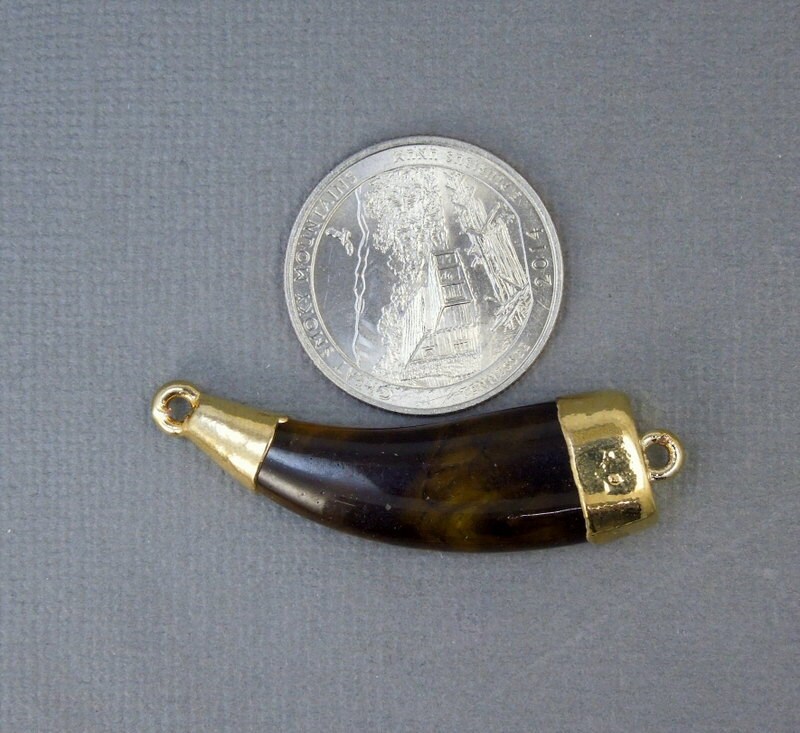 15% off SALE Sideways Horn Amber Resin Horn Double Bail | Etsy