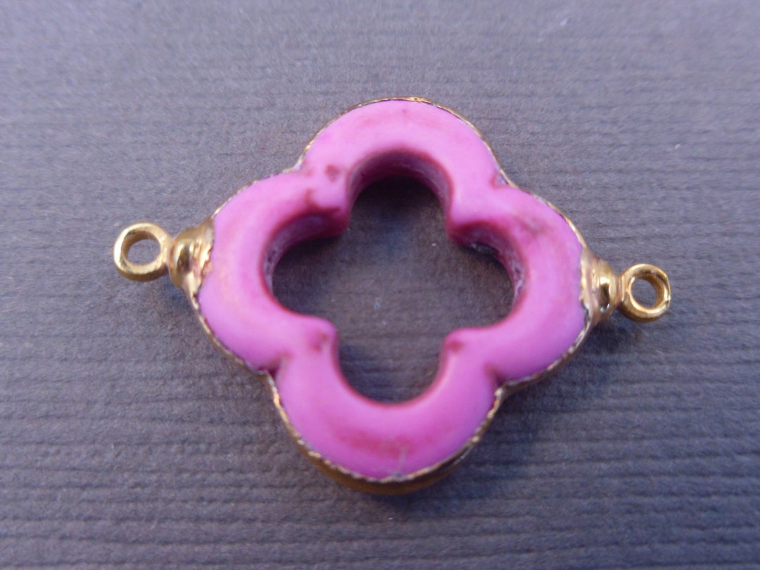 Pink Clover Electroformed Link Connector Charm for Necklace or Bracelet ...