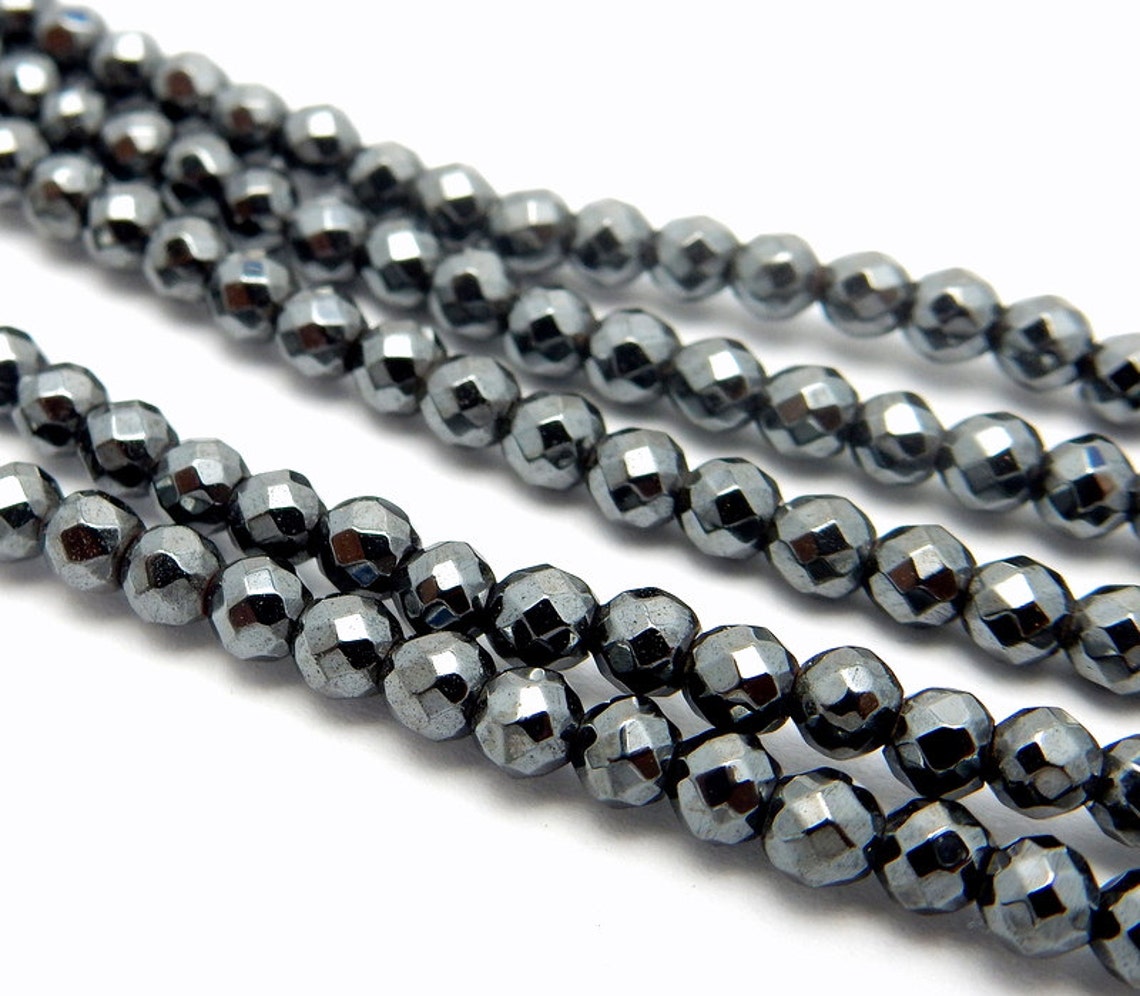 Faceted Dark Gray Colored Hematite Beaded Strand 2mm Beads - Etsy
