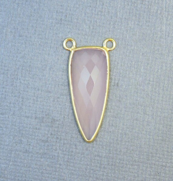 Pink Chalcedony Dagger Shaped Double Bail Pendant Gold Over | Etsy