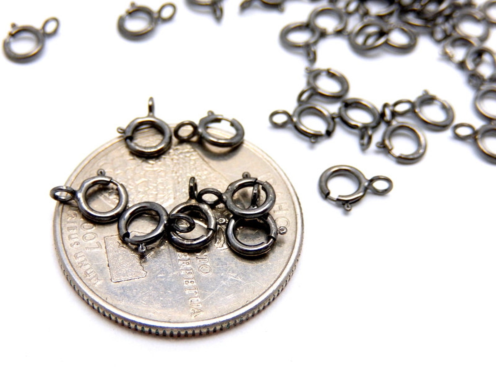 Spring Ring Clasp Oxidized Sterling Silver 5mm Closed 100 - Etsy