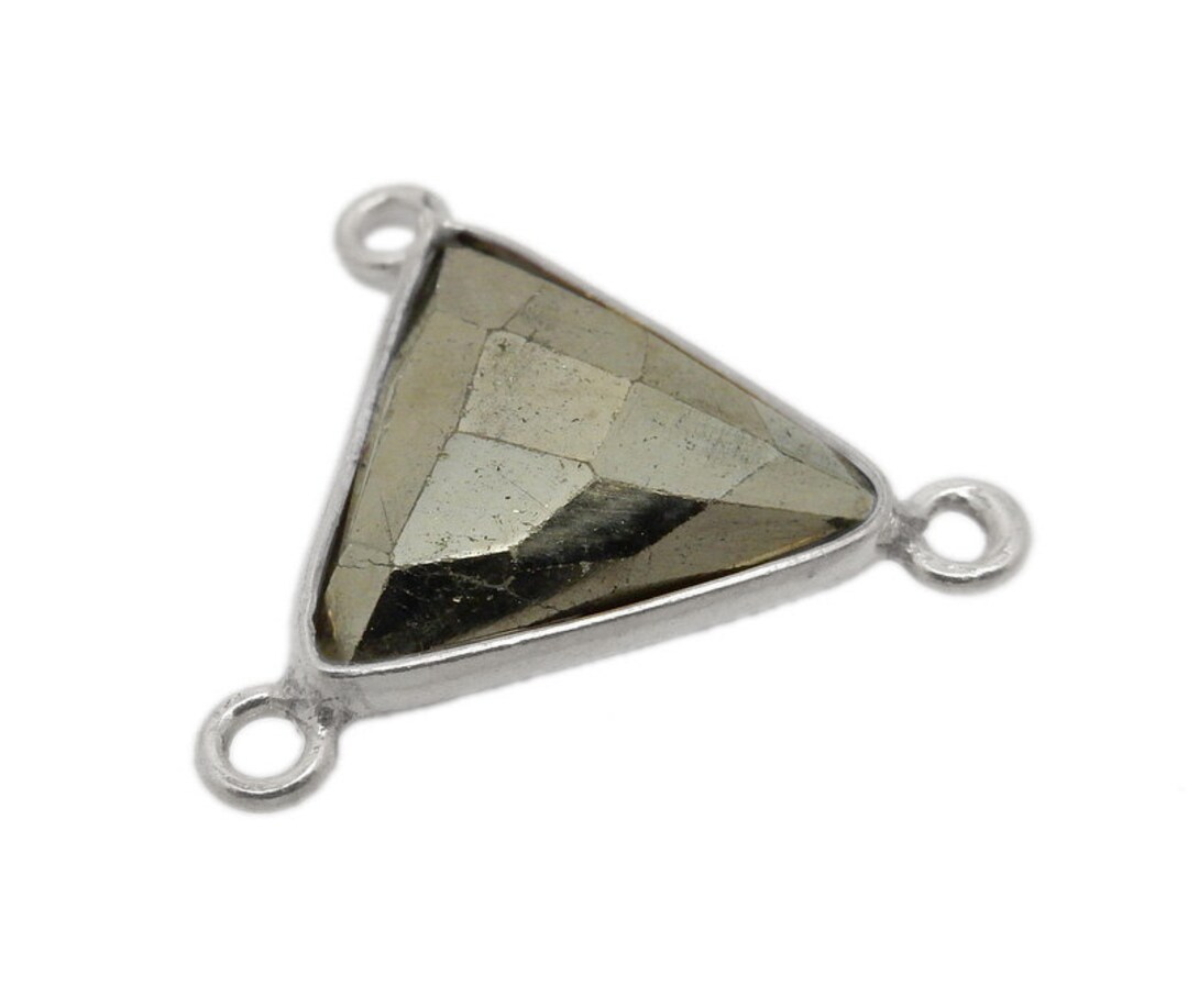 Pyrite Station Triangle Triple Bail Connector - 15mm Sterling Silver ...