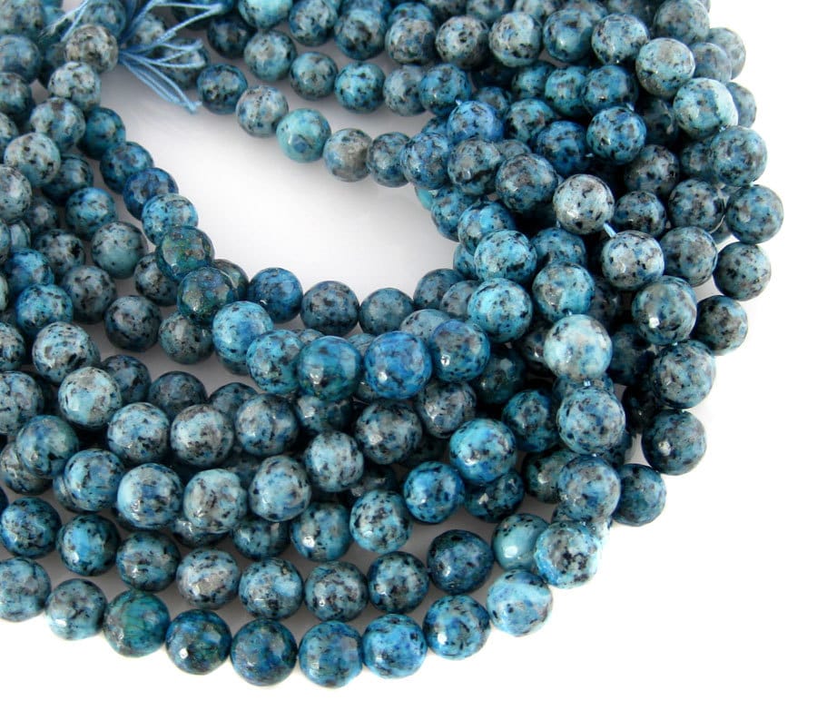 Agate Beads-- Spotted Blue Agate 11mm Faceted Round Beads- FULL STRAND ...