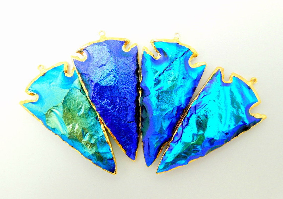 Jumbo Arrowhead Pendant Mystic Blue Titanium Arrowhead With - Etsy