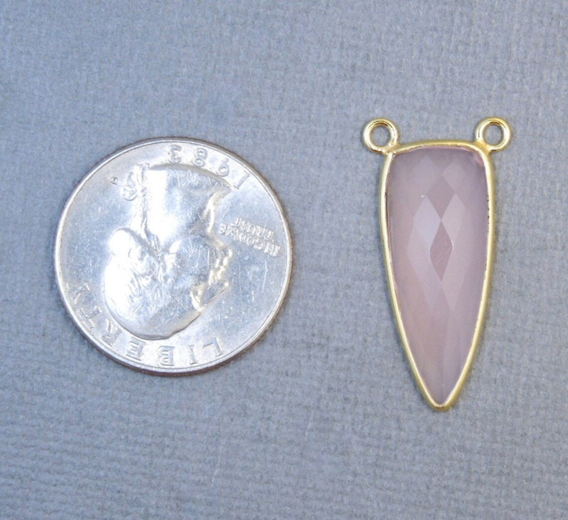 Pink Chalcedony Dagger Shaped Double Bail Pendant Gold Over - Etsy