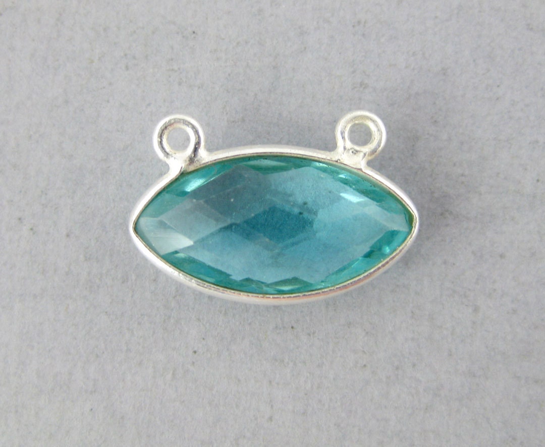 Bezel Connector Blue Topaz Station Marquise Connector 16mm X | Etsy
