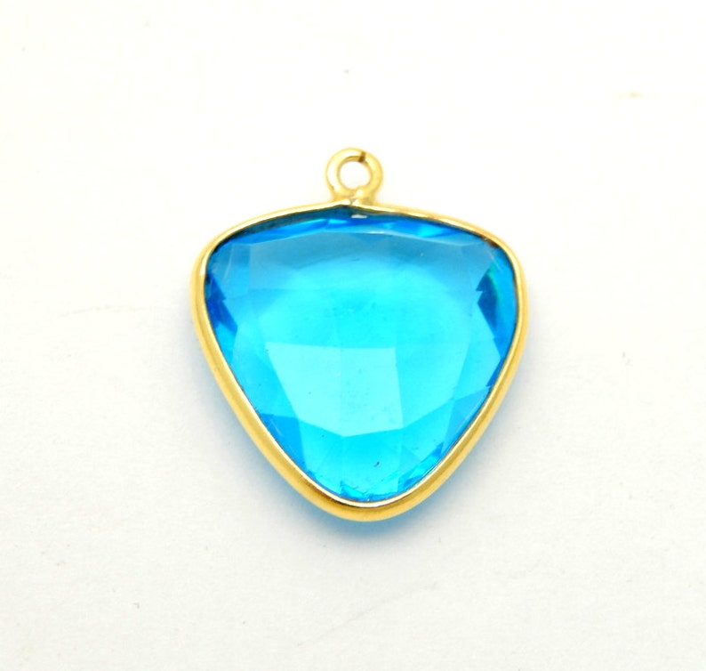 Blue Topaz Station Triangle Pendant 15mm Gold Over Sterling - Etsy