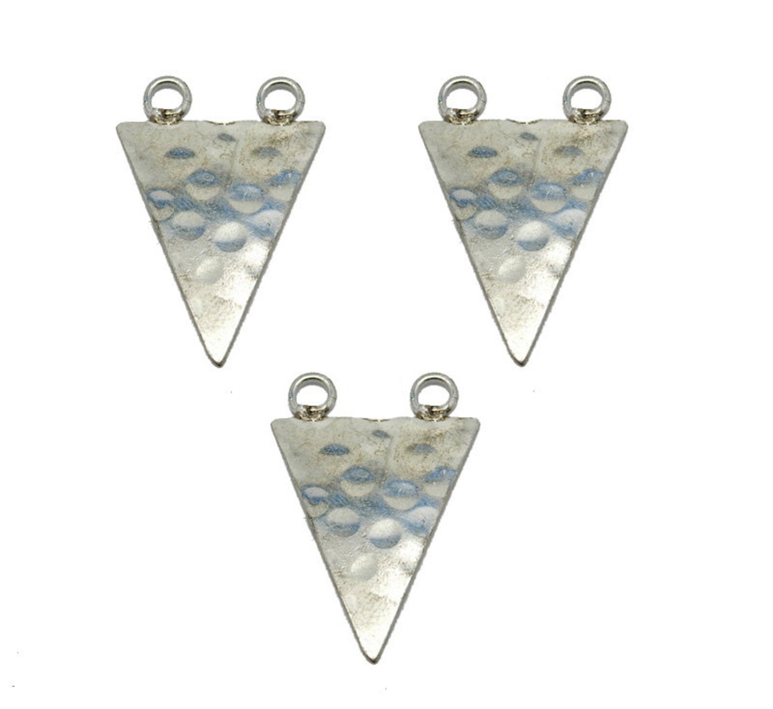 Hammered Silver Toned Triangle Double Bail Pendant - Etsy