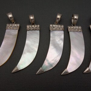 Horn Pendant Large Mother of Pearl Horn With Sterling Silver Cap and ...