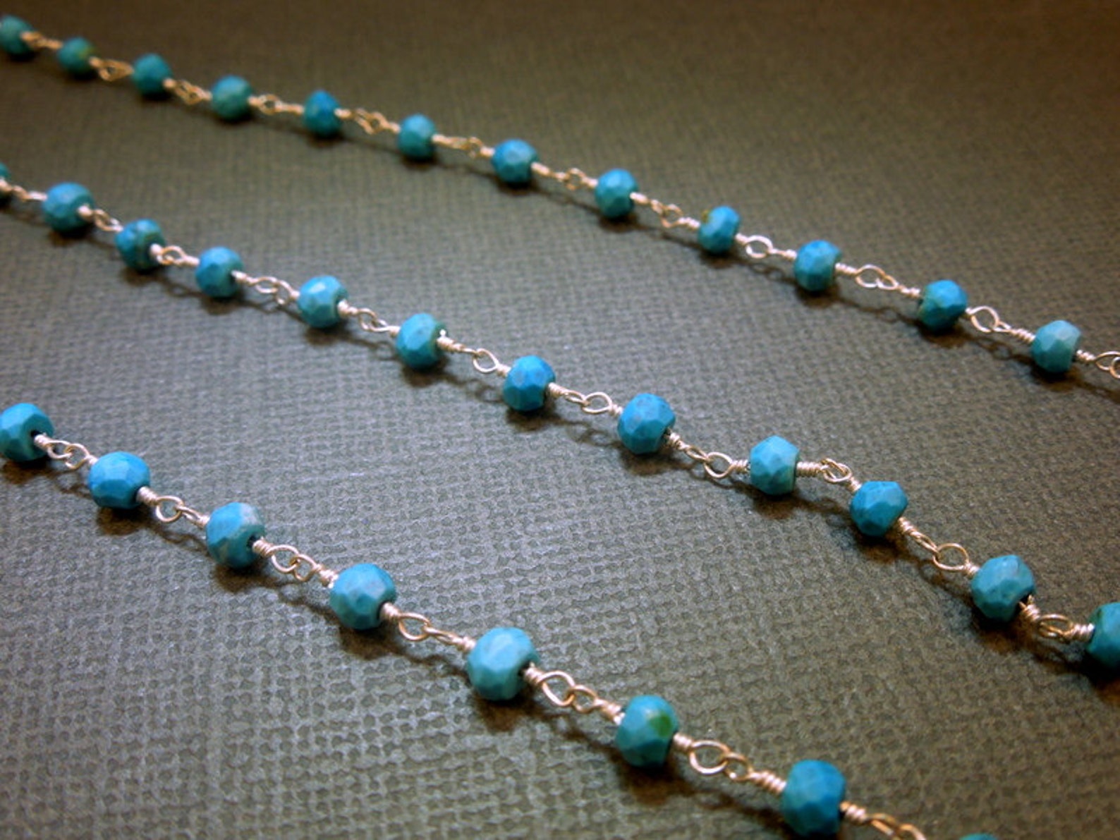 Turquoise Sterling Silver or Plated You Choose Wrapped Chain | Etsy