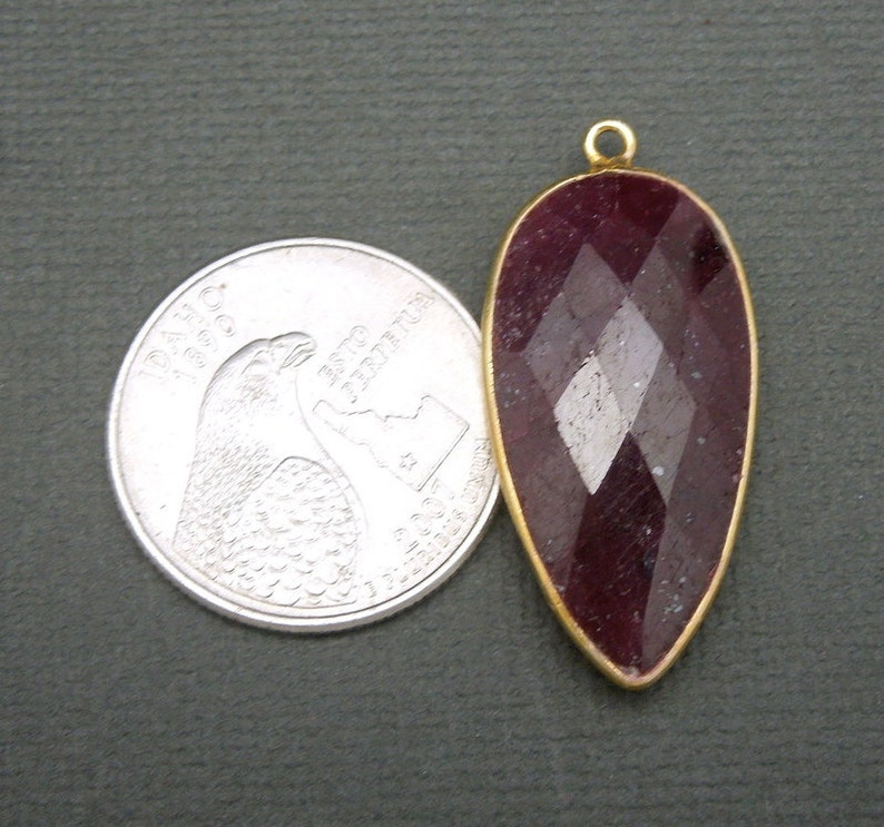 Dyed Ruby Teardrop Pendant 30mm X 15mm Gold Over Sterling - Etsy