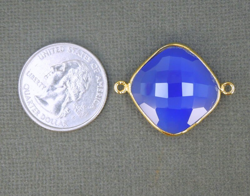 Blue Onyx Station Square Connector 20mm 22k Gold Layerd | Etsy