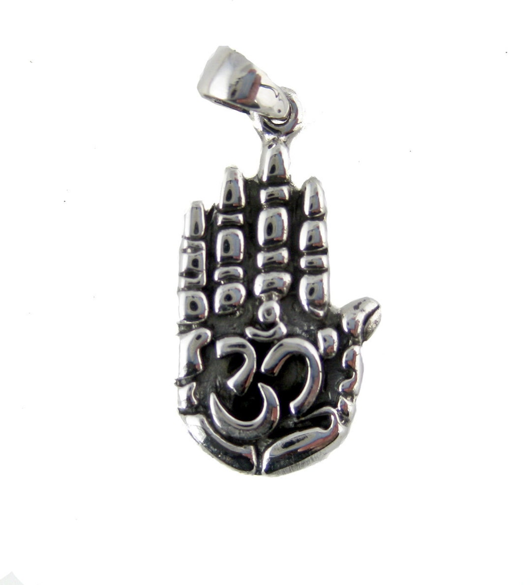 Hand of Buddha Charm- Sterling Silver Hand of Buddha With OM Symbol ...