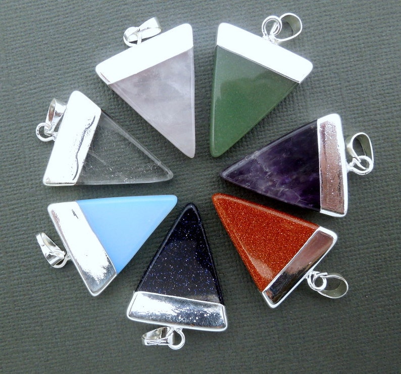 Gemstone Triangle Pendant 31mm X 26mm Goldstone Triangle - Etsy