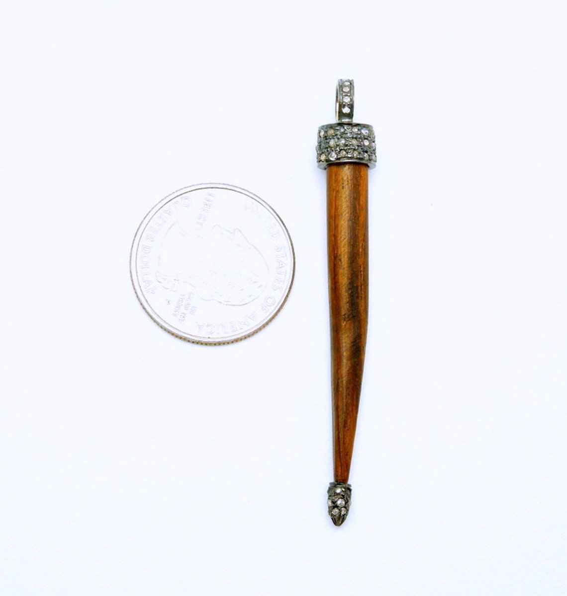 Pave Diamond Carved Wooden Spike Pendant With a Gold Over | Etsy