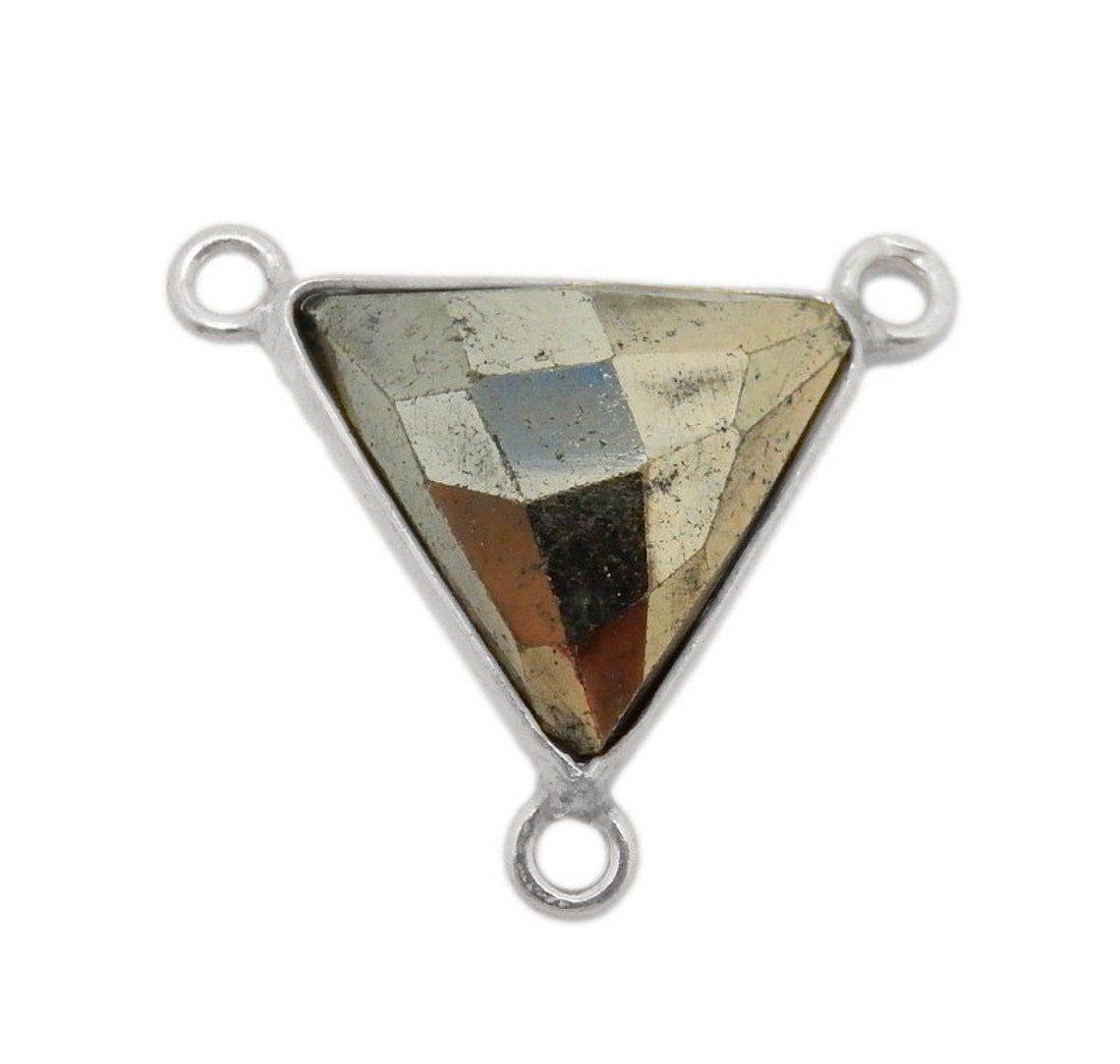 Pyrite Station Triangle Triple Bail Connector 15mm Sterling - Etsy