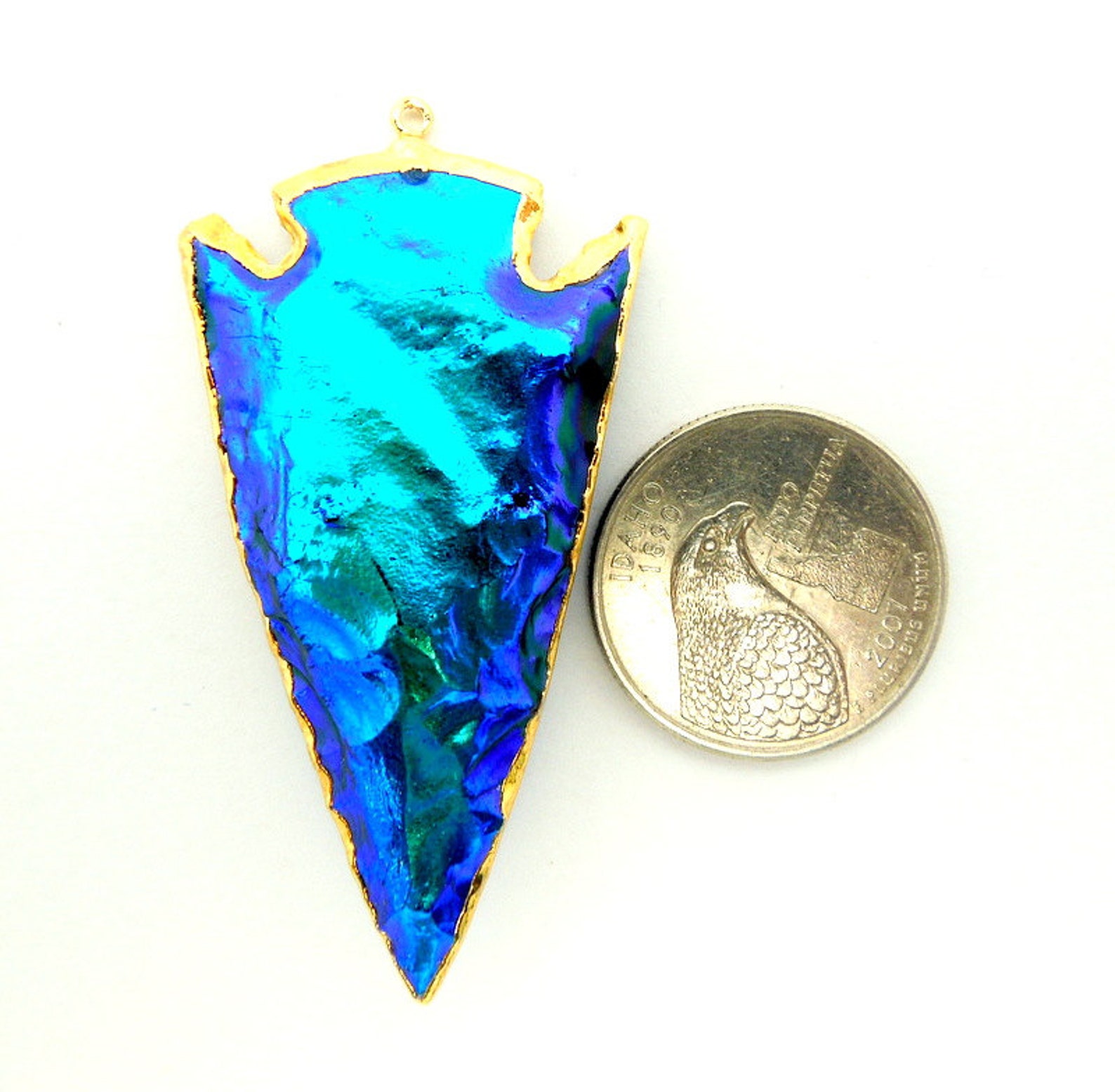 Jumbo Arrowhead Pendant Mystic Blue Titanium Arrowhead With - Etsy