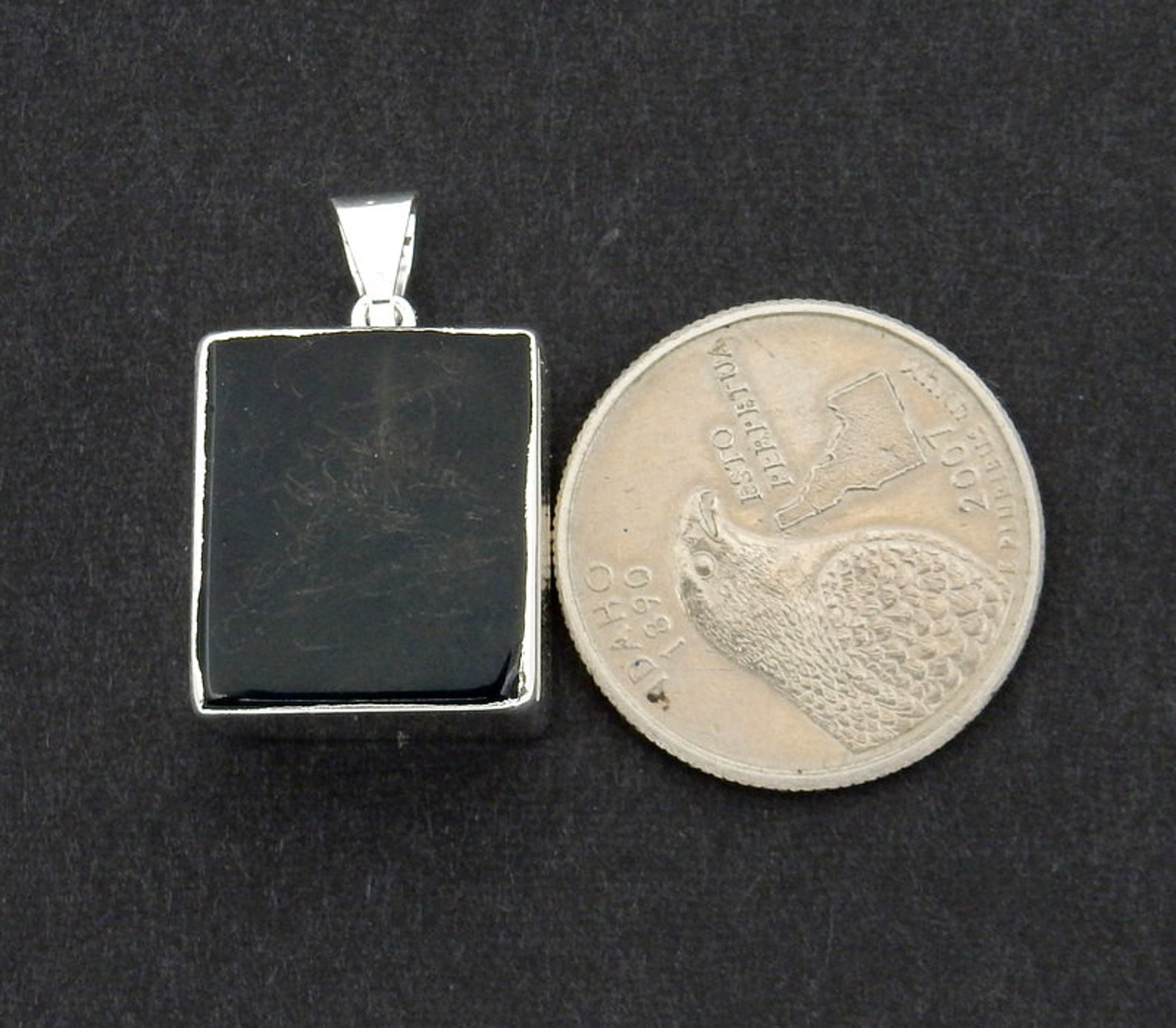 Natural Dark Blue Agate Block Pendant With Silver - Etsy