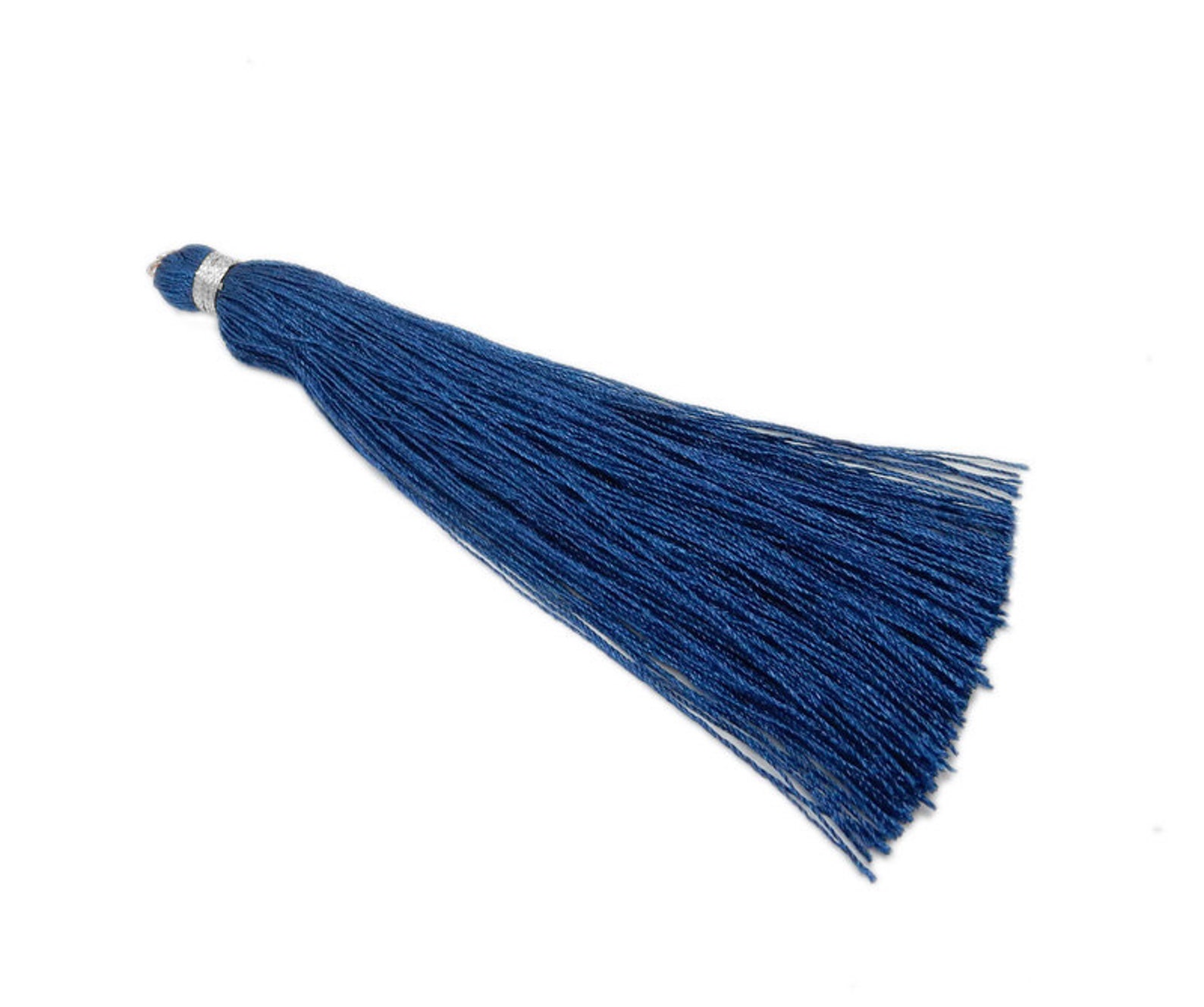 Blue Tassel Large Silver Toned String Tassel Pendant | Etsy