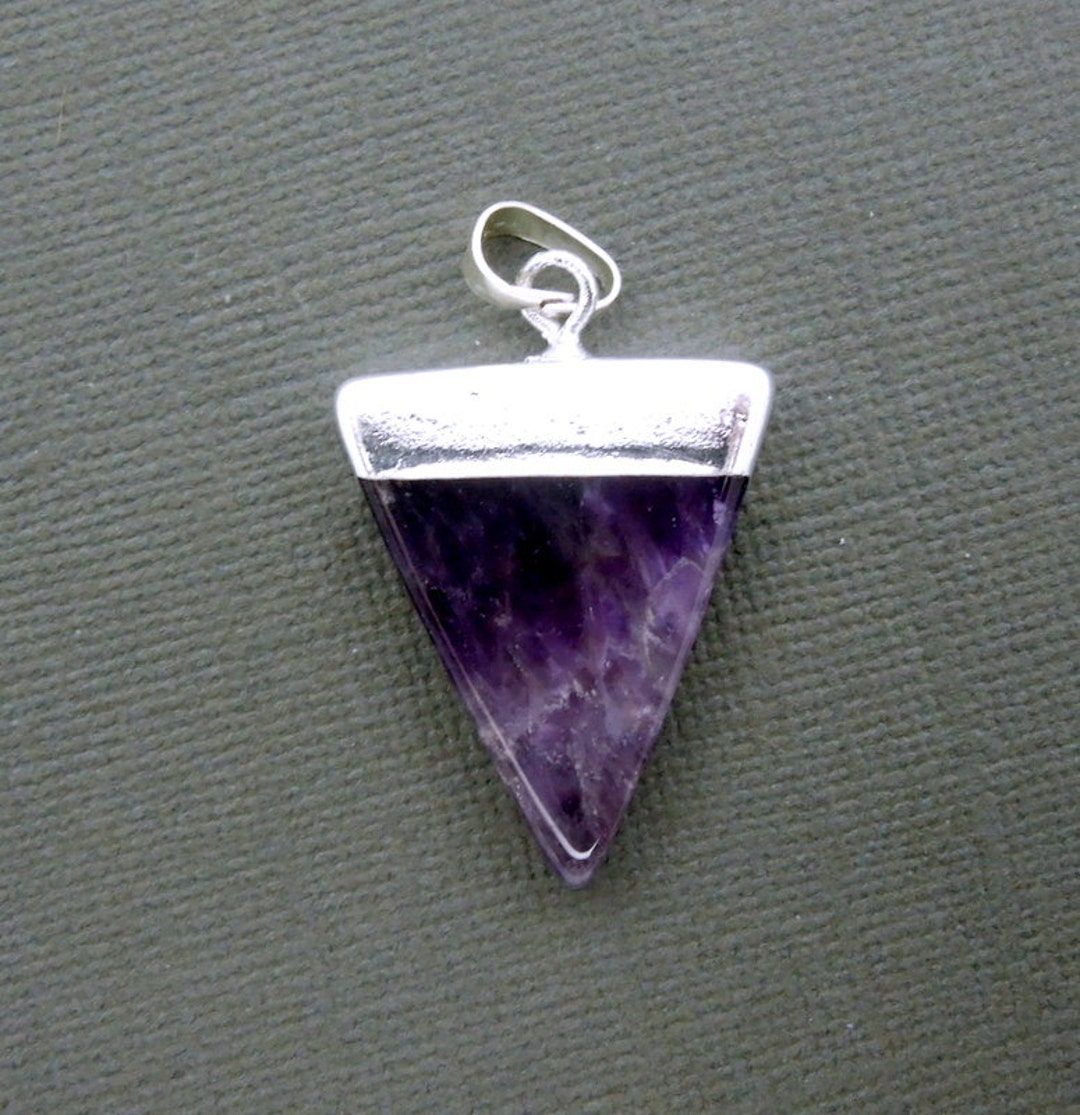 Gemstone Triangle Pendant-- 31mm X 26mm Amethyst Triangle Charm Pendant ...