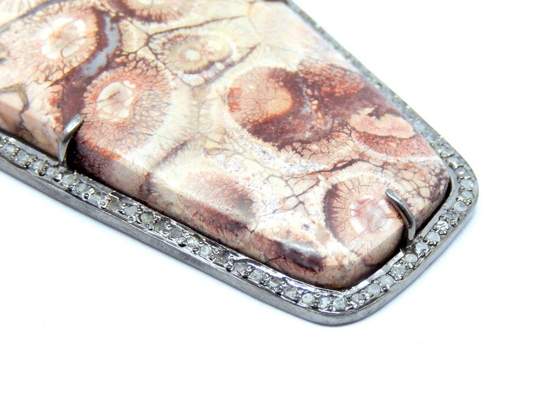 Pave Diamond Triangle Jasper Large Double Bail Pendant Set in | Etsy