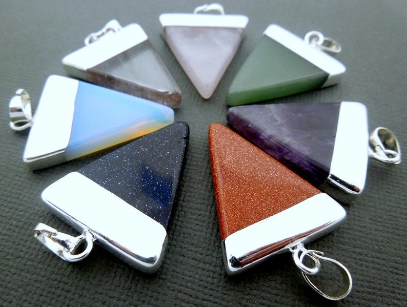 Gemstone Triangle Pendant 31mm X 26mm Amethyst Triangle - Etsy