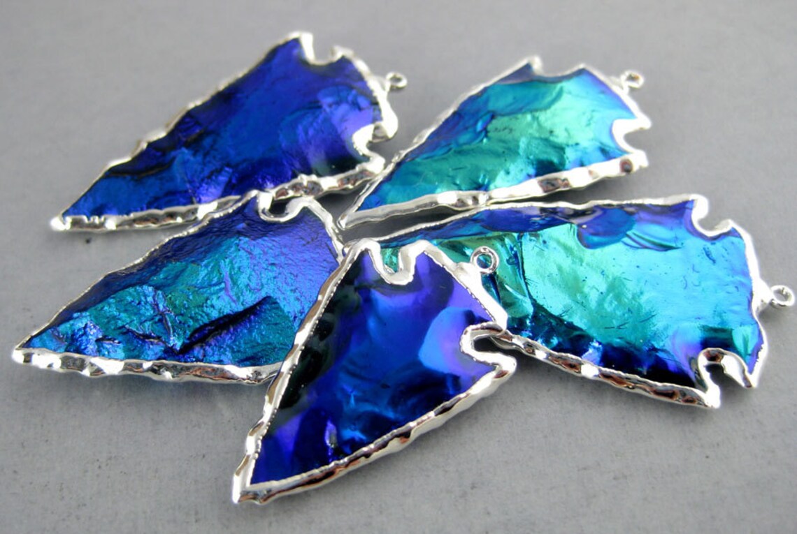 Arrowhead Pendant-- Mystic Blue Titanium Arrowhead With Silver ...
