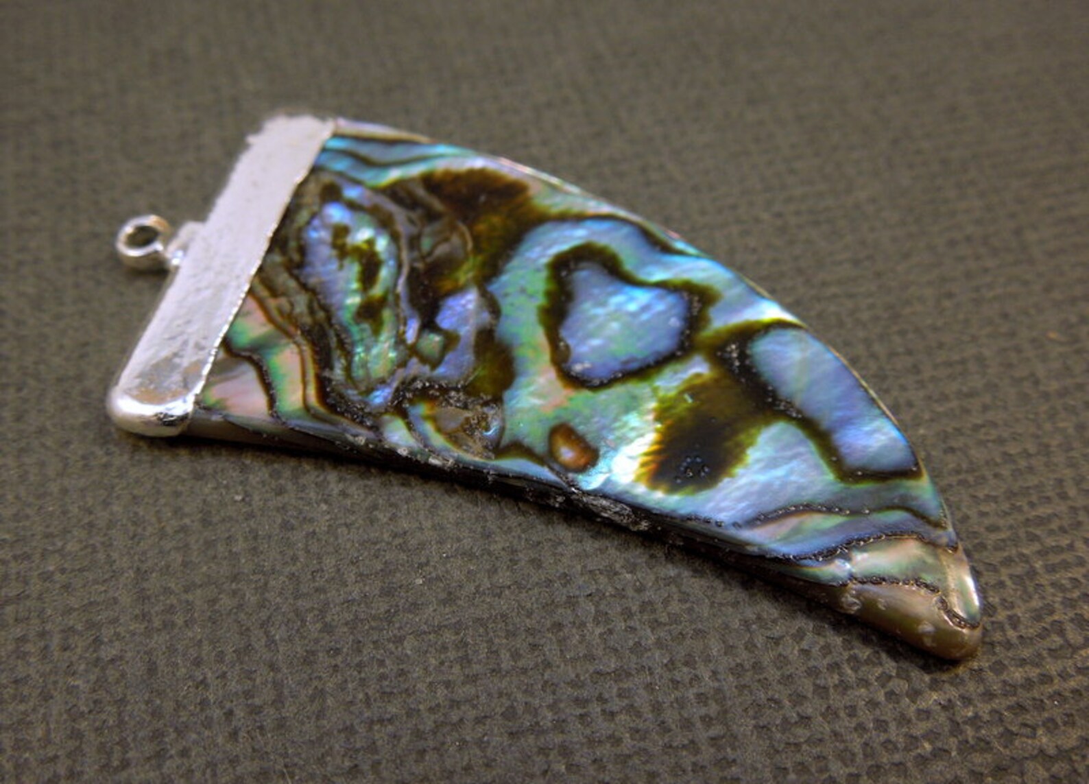 Abalone Shell Horn Pendant With Silver Cap and Bail PRETTY PIECE S2B1 ...