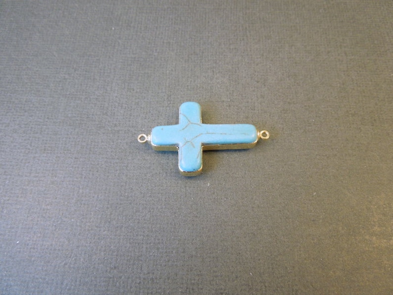 LARGER Sideways Cross Link - Side Ways Cross Turquoise Connector ...