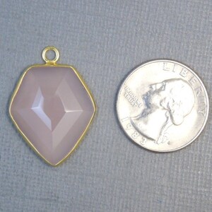 Pink Chalcedony Shield Shaped Pendant- Gold Over Sterling Silver Bezel ...