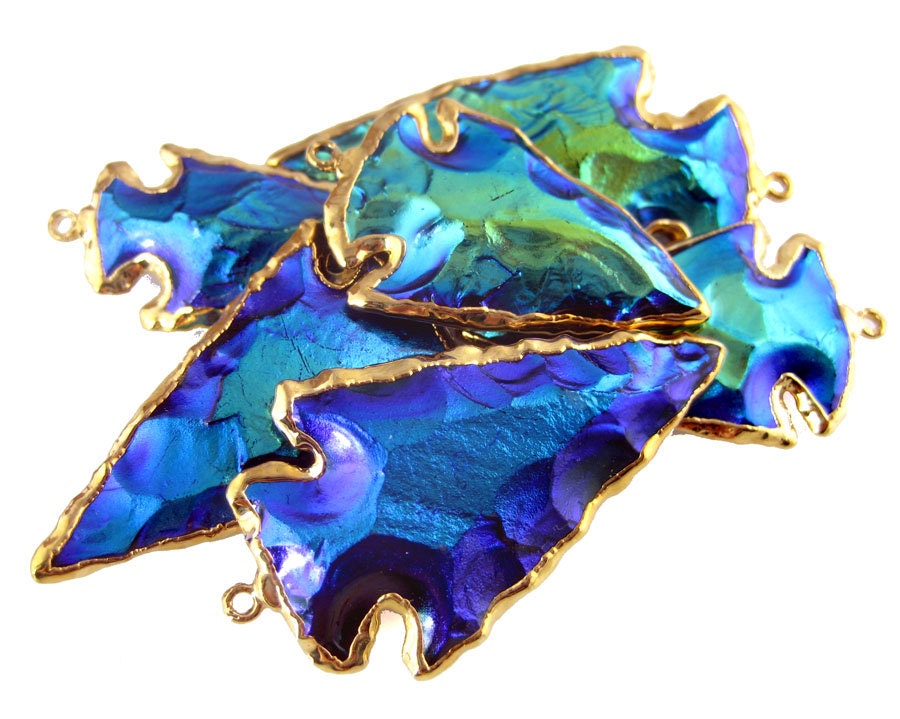 Arrowhead Pendant-- Mystic Blue Titanium Arrowhead With 24k Gold ...