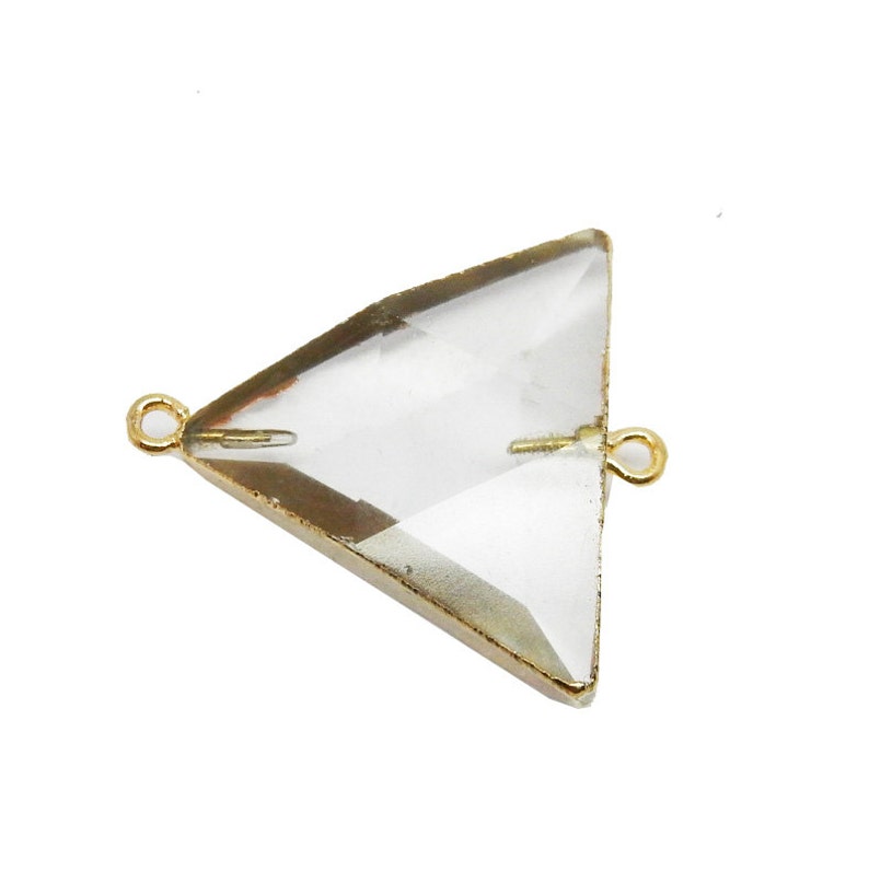Crystal Quartz Triangle Double Bail Pendant With Electroplated - Etsy