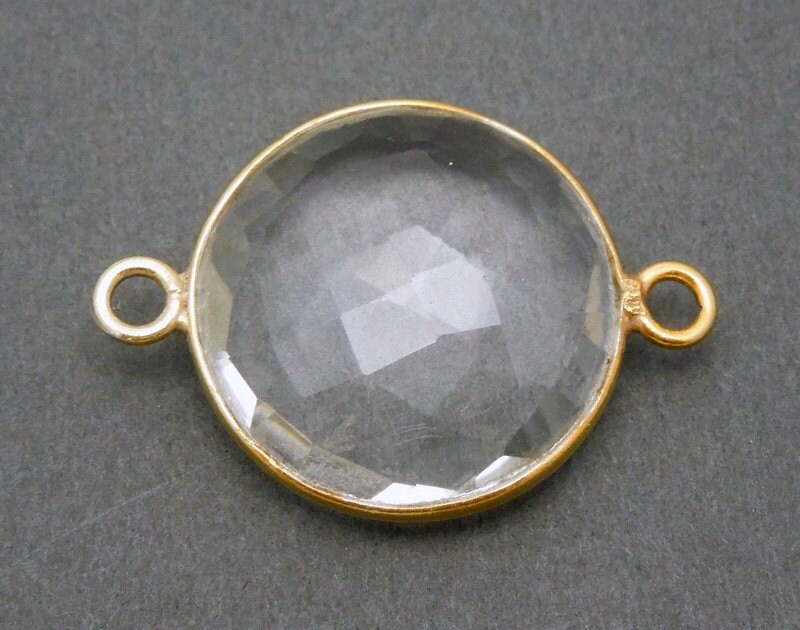 Crystal Quartz Station Round Connector 20mm Gold Vermeil | Etsy