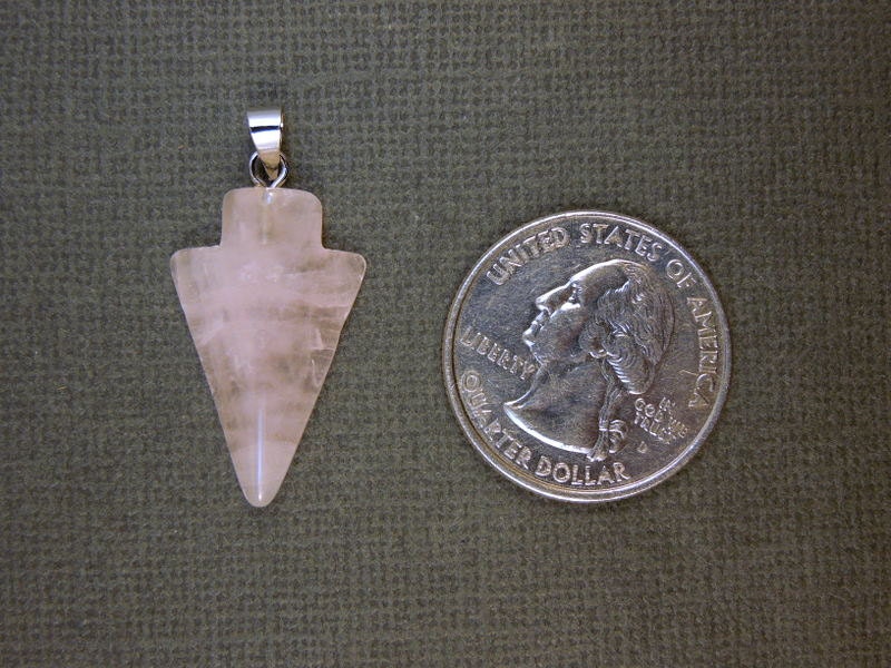 Rose Quartz Crystal Arrowhead Pendant Charm With Silver Bail - Etsy