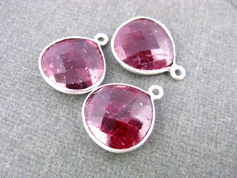 Dyed Ruby Station Drop Pendant 15mm X 16mm Sterling Silver | Etsy