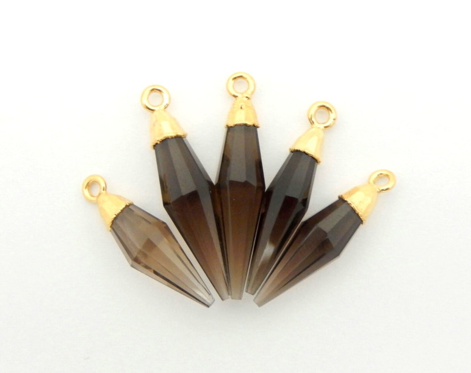 Petite Smokey Quartz Fancy Spike Pendant With 24k Gold Electroplated ...