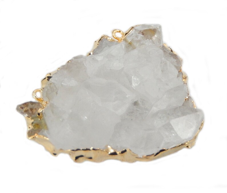 Crystal Quartz Cluster Double Bail (mouse Ear Bails) Pendant -- High ...