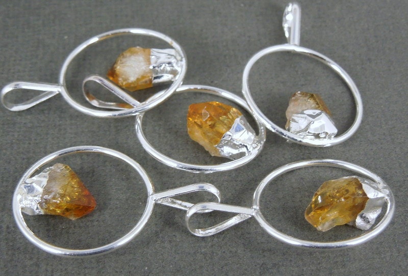 Citrine Quartz Pendant Petite Round Citrine Quartz Silver | Etsy