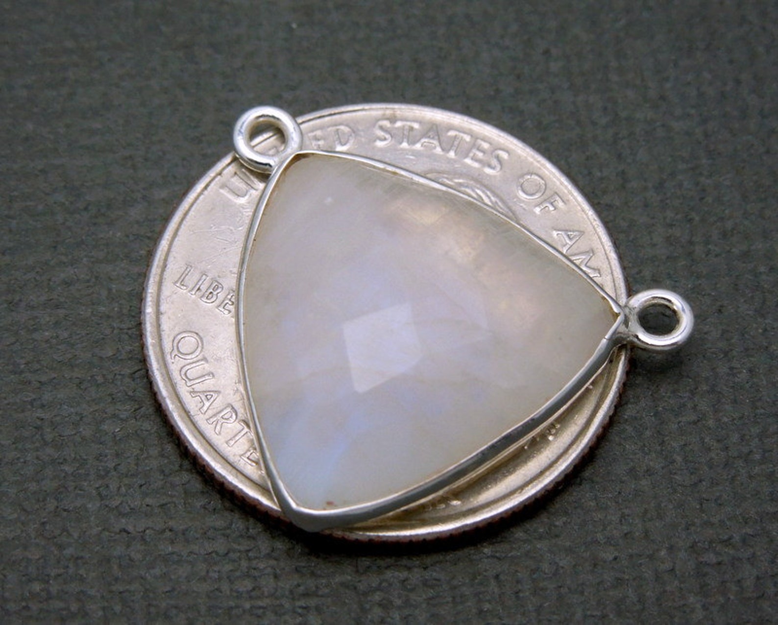 Rainbow Moonstone Trillion Cut Double Bail Pendant 19mm | Etsy