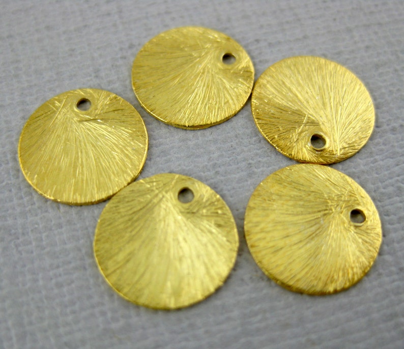 Gold Disk Charm-- 10mm Brushed Gold Vermeil Stamping Tag Disk Charm-- 2 ...