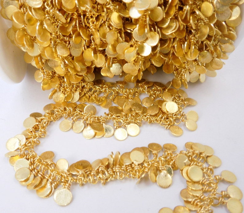 Gold Dangling Coin Chain-- Gold Plated Dangling Coin Charms on Gold ...
