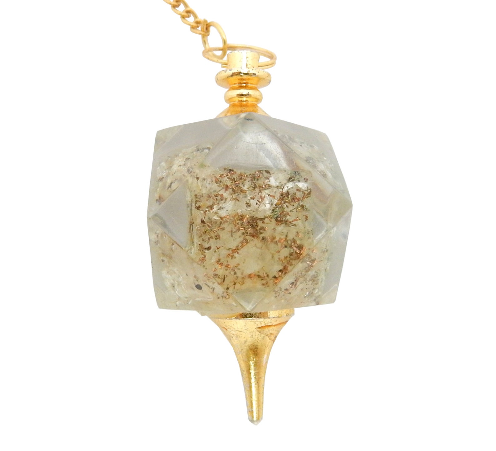 10% off Crystal Quartz Orgone Pendulum with Gold Toned Chain | Etsy