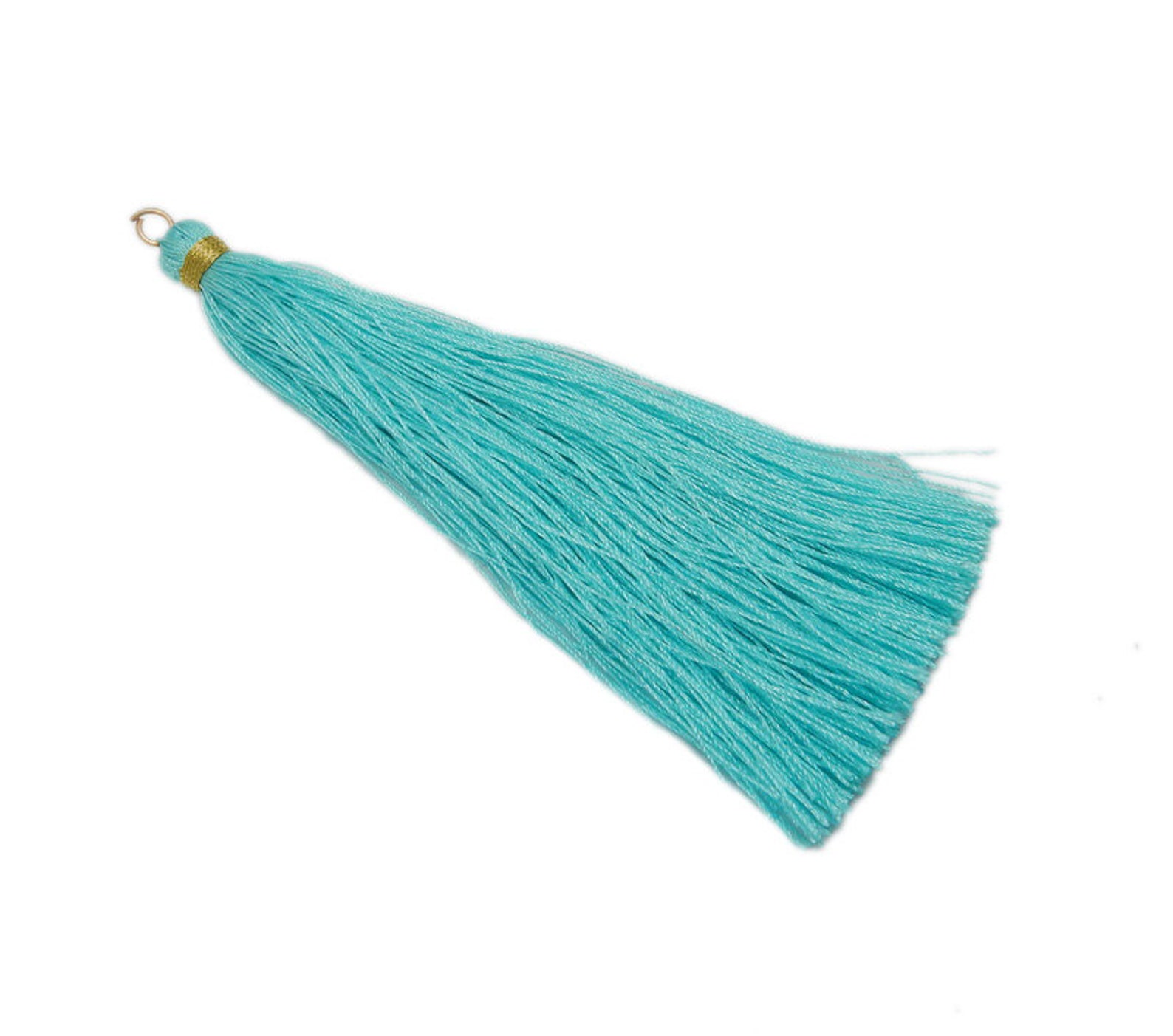 Turquoise Tassel Large Gold Toned String Tassel Pendant | Etsy