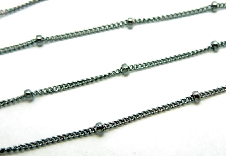Sterling Silver Satellite Chain- 16" Oxidized Sterling Silver Satellite ...