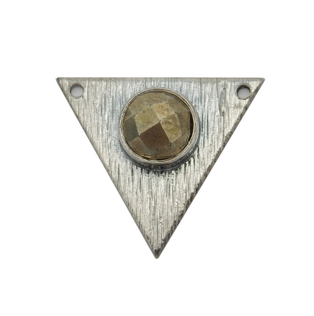 Pyrite Gemstone Triangle -- Oxidized Sterling Silver Triangle Connector ...