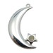 Silver Plated Crescent Moon and Star Pendant With Round White - Etsy