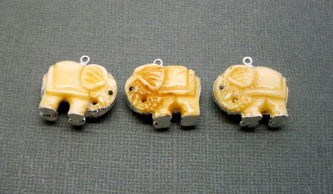 Elephant Pendant-- Carved Bone Elephant With Sterling Silver ...