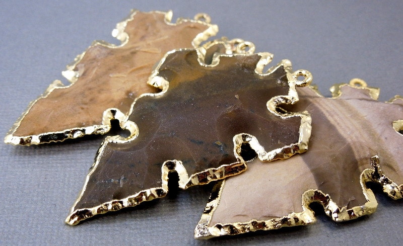 Jasper Fancy Arrowhead Double Bail Pendant With 24k Gold | Etsy